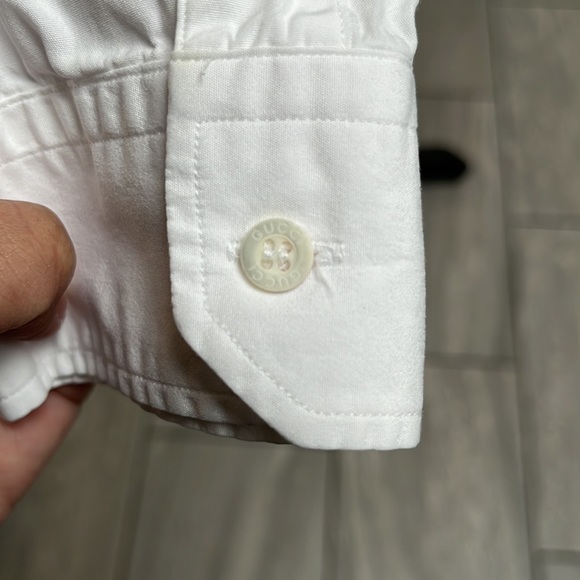 Gucci | Shirts | Gucci Mens White Long Sleeve Uniform Neck 6 Sleeve 41 ...
